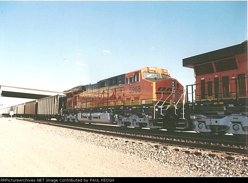 BNSF 5968 in tow behind BNSF 5973 roll through Amarillo, Tx.